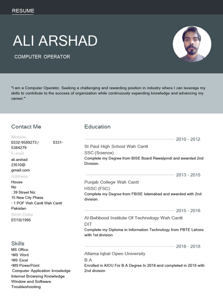 Ali Arshad Final CV | PDF | Information Technology | Computing