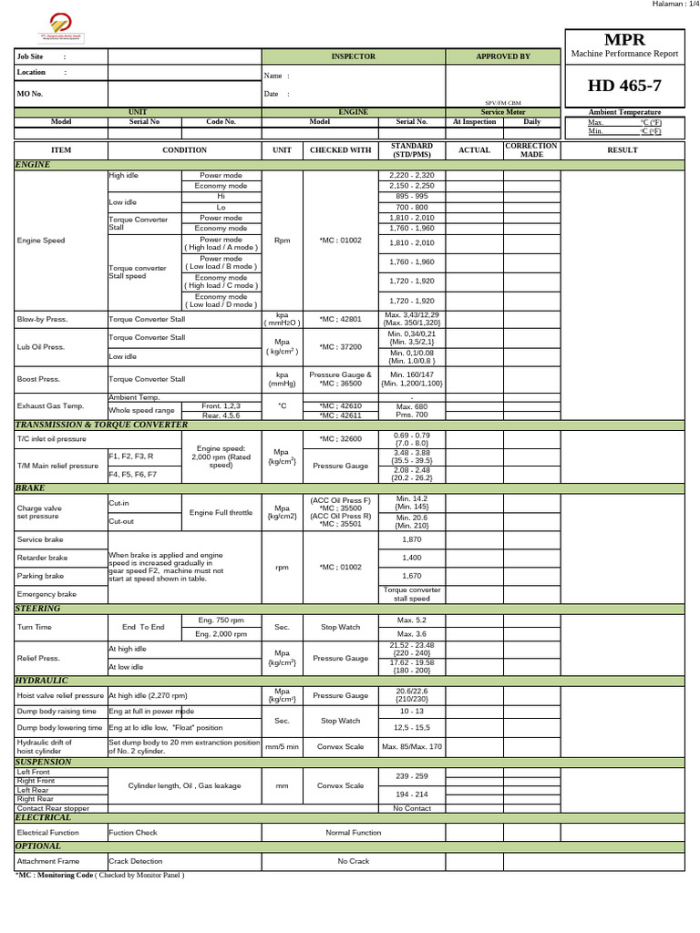 MPR and Trend Accumulatif HD465-7 | PDF | Brake | Engines