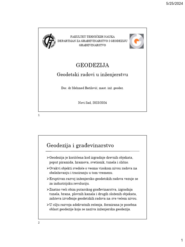 6 - GE - Geodetski Radovi U Inženjerstvu | PDF