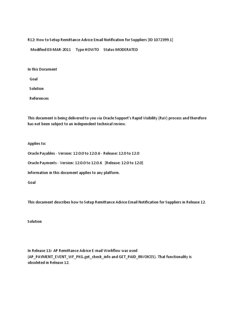 Setup Remittance Advice Email Notifications | PDF | Email | File Format