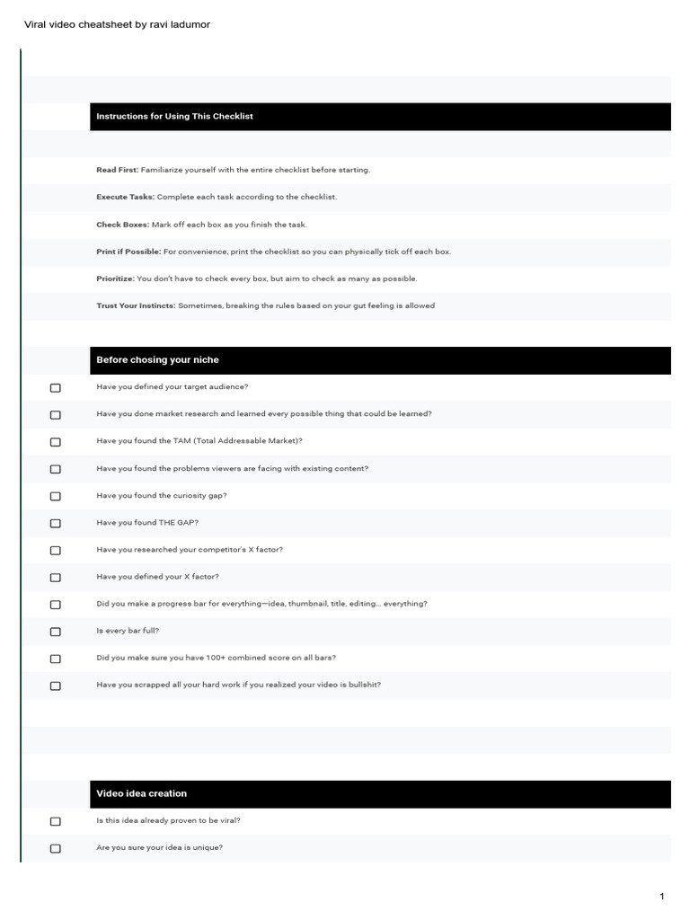 Viral Video Cheatsheet by Ravi Ladumor | PDF | Social Science