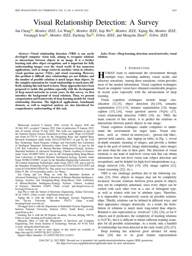 【2022】ieee Cyb Visual Relationship Detection A Survey Pdf Deep