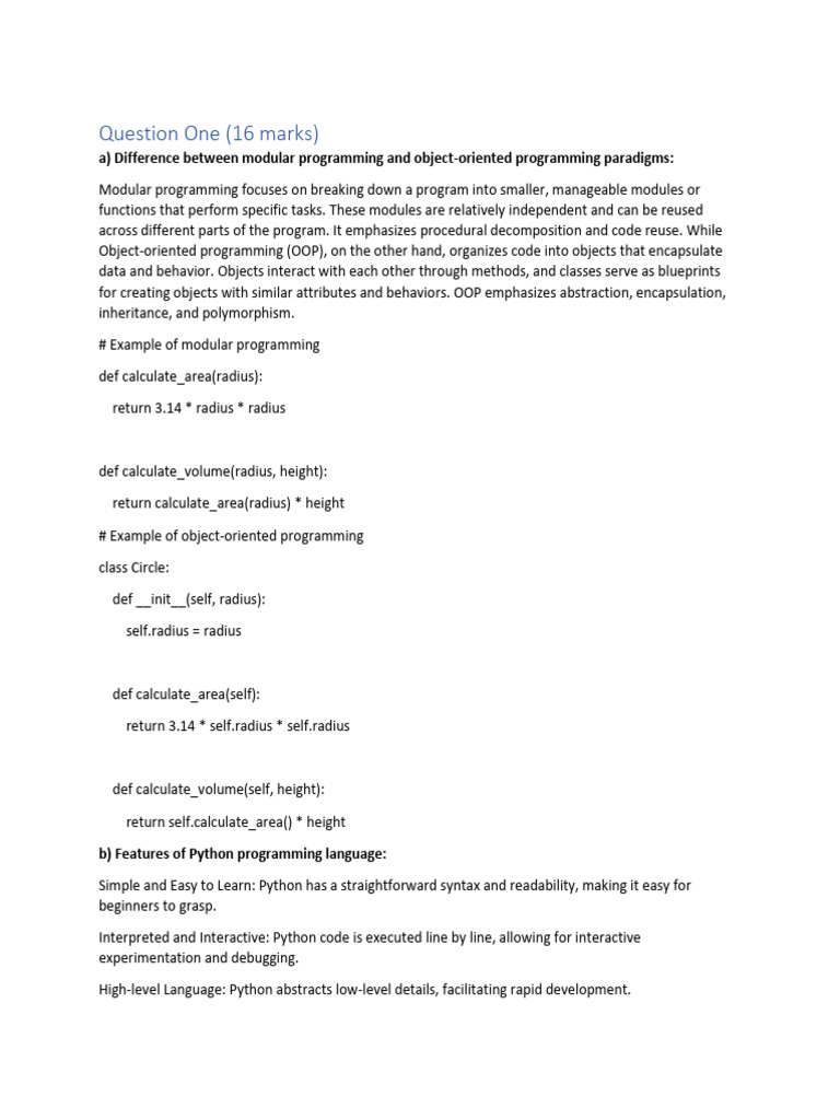 Coe 301 2022 2023 Answers Pdf Object Oriented Programming Modular Programming