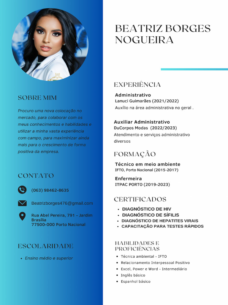 Currículo Simples Com Foto e Informações Em Rosa e Branco.pdf | PDF