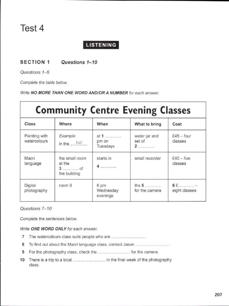 LISTENING_PART 1_TEST 4 | PDF