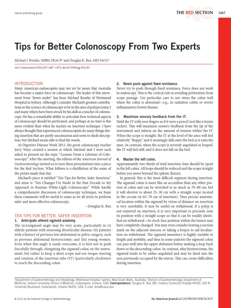 Tips For Better Colonoscopy From Two Experts - AJG 2012 | PDF ...