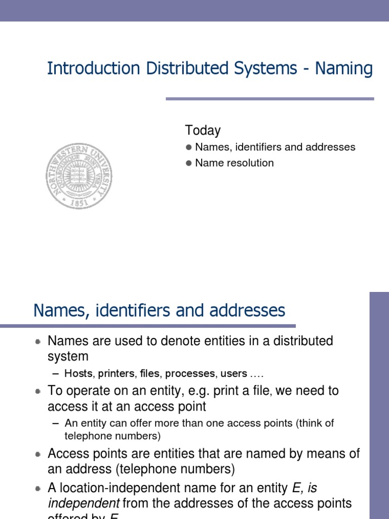 Introduction Distributed Systems - Naming: Today | Download Free PDF | Peer To Peer | Computer Data