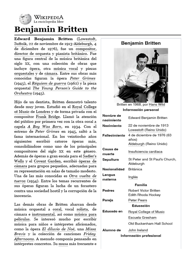 Benjamin Britten | PDF | Música clásica