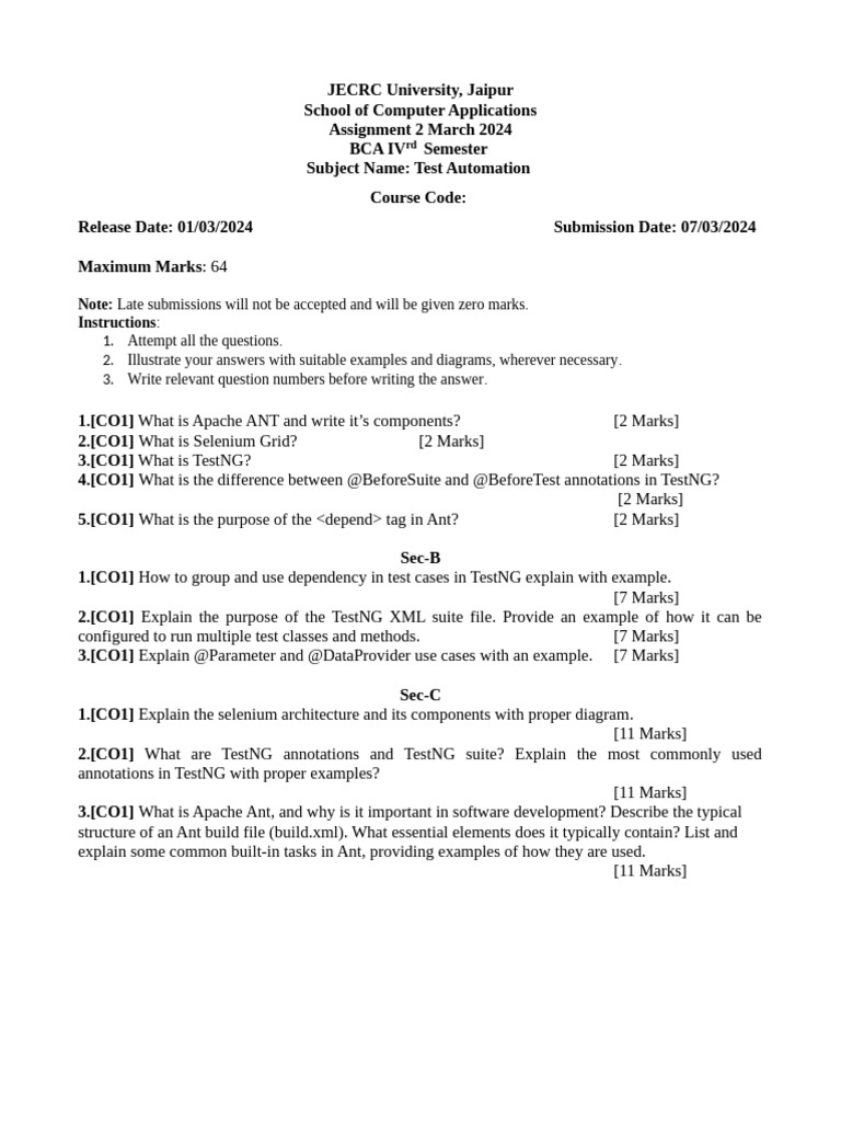 Test Automation Assignment 2 | PDF | Software Testing | Software