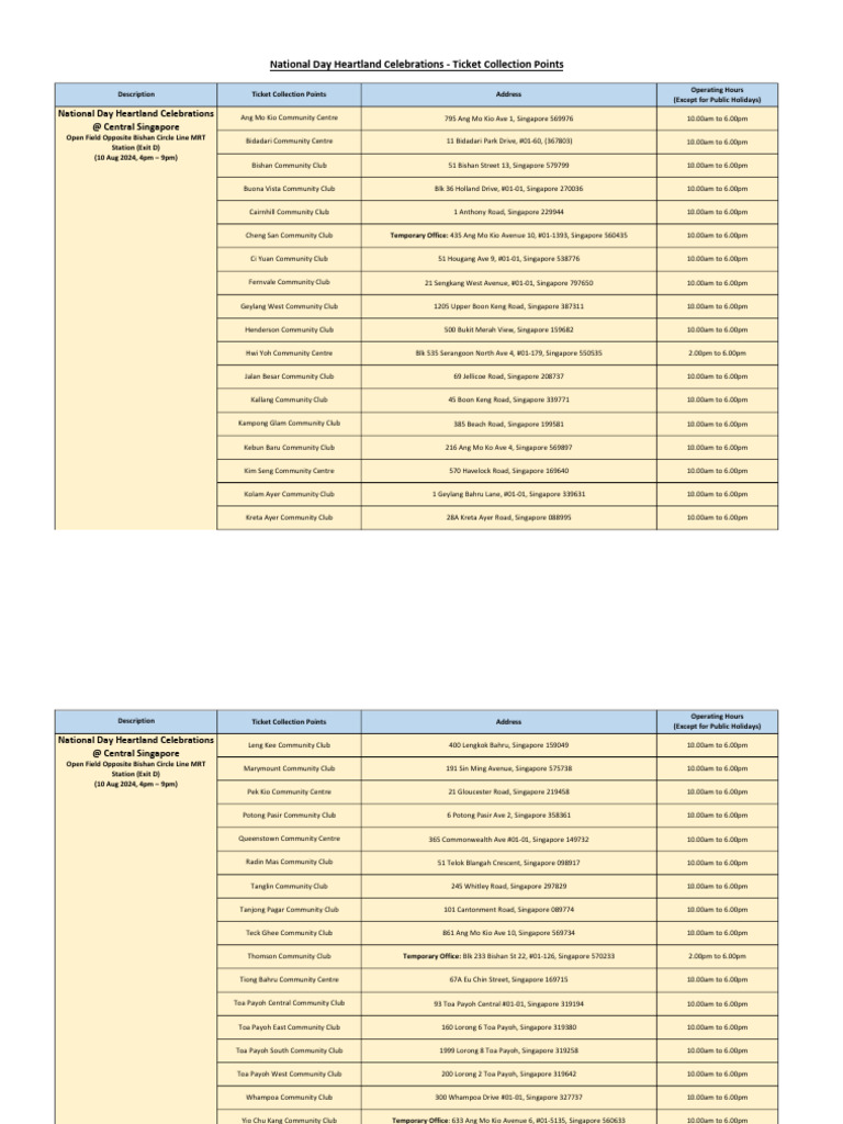 National Day Ticket Collection Points | PDF | Transport Infrastructure ...
