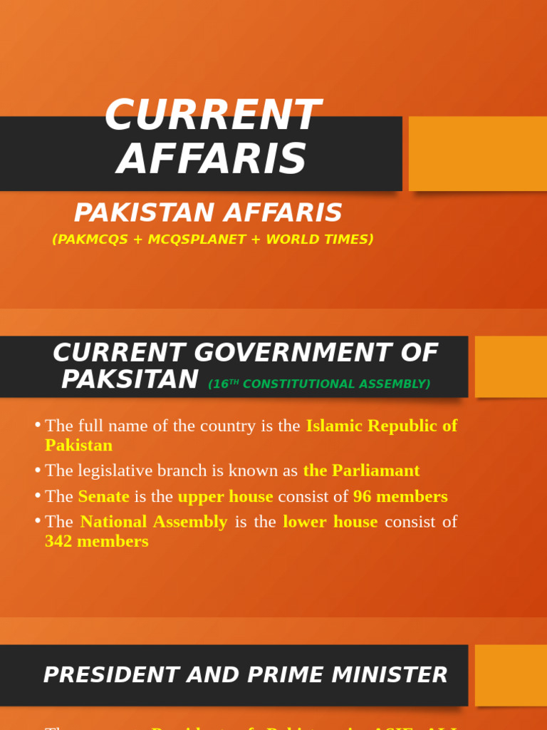 Current Affaris (Pakistan) | PDF | Pakistan | Parliament Of Pakistan
