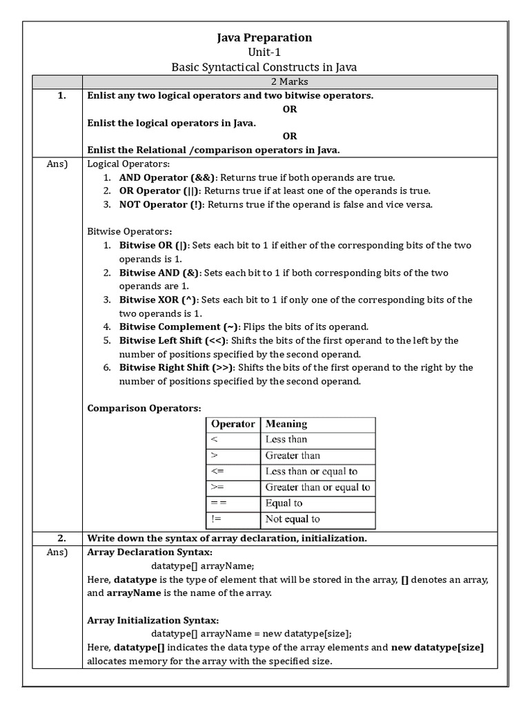 Java Preparation Unit 1 Pdf Inheritance Object Oriented Programming Class Computer 