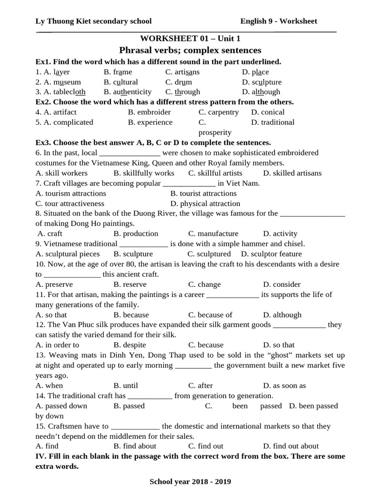 E9 Unit 1 Worksheet 012 - 08102021 | PDF | Crafts | Paintings