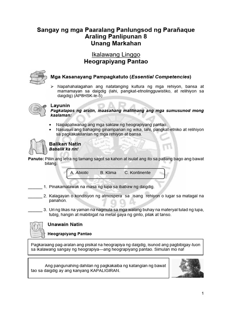AP_Grade8_Quarter1_Module_Week2 | PDF AP_Grade8_Quarter1_Module_Week2 | PDF