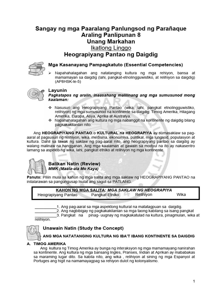 AP Grade8 Quarter1 Module Week3 | PDF