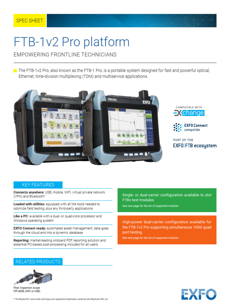 Exfo Spec-Sheet Ftb-1v2-Pro v12 en | PDF | Usb | Mobile App