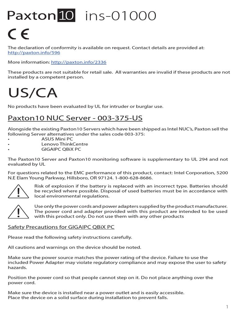 Paxton10 Server Ins 01000 | PDF | Electrical Wiring | Power Supply