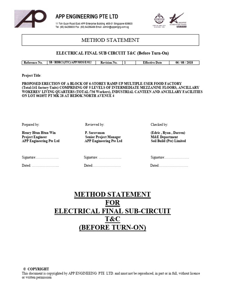 MS-012 - Final Sub Circuit - T&C (Before Turn On) | PDF | Electrical ...