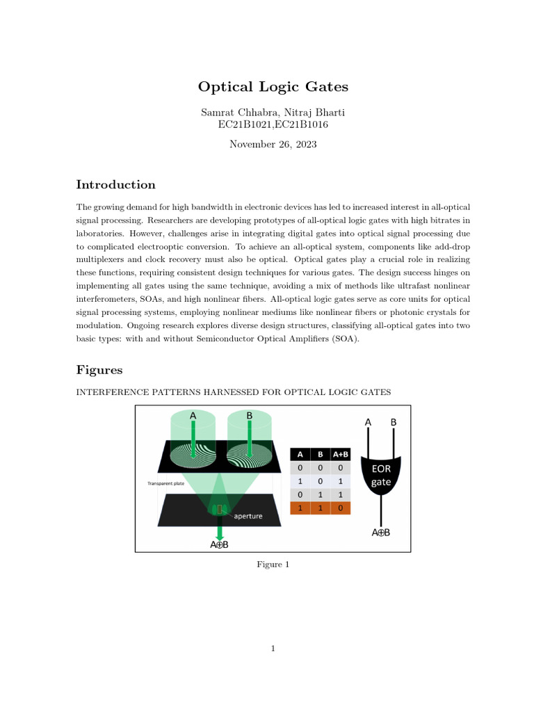 Optical Logic Gates - Samrat Chhabra - Nitraj Bharti | PDF | Nonlinear ...