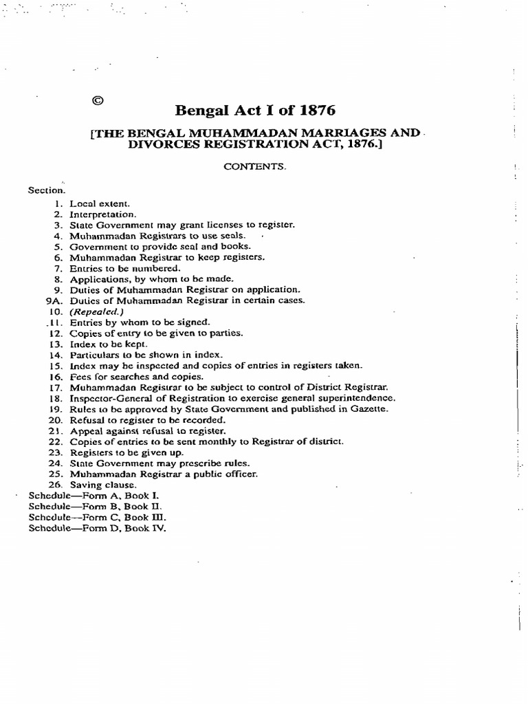 BengaI Act Of1876 | PDF | Living Arrangements | Kinship And Descent