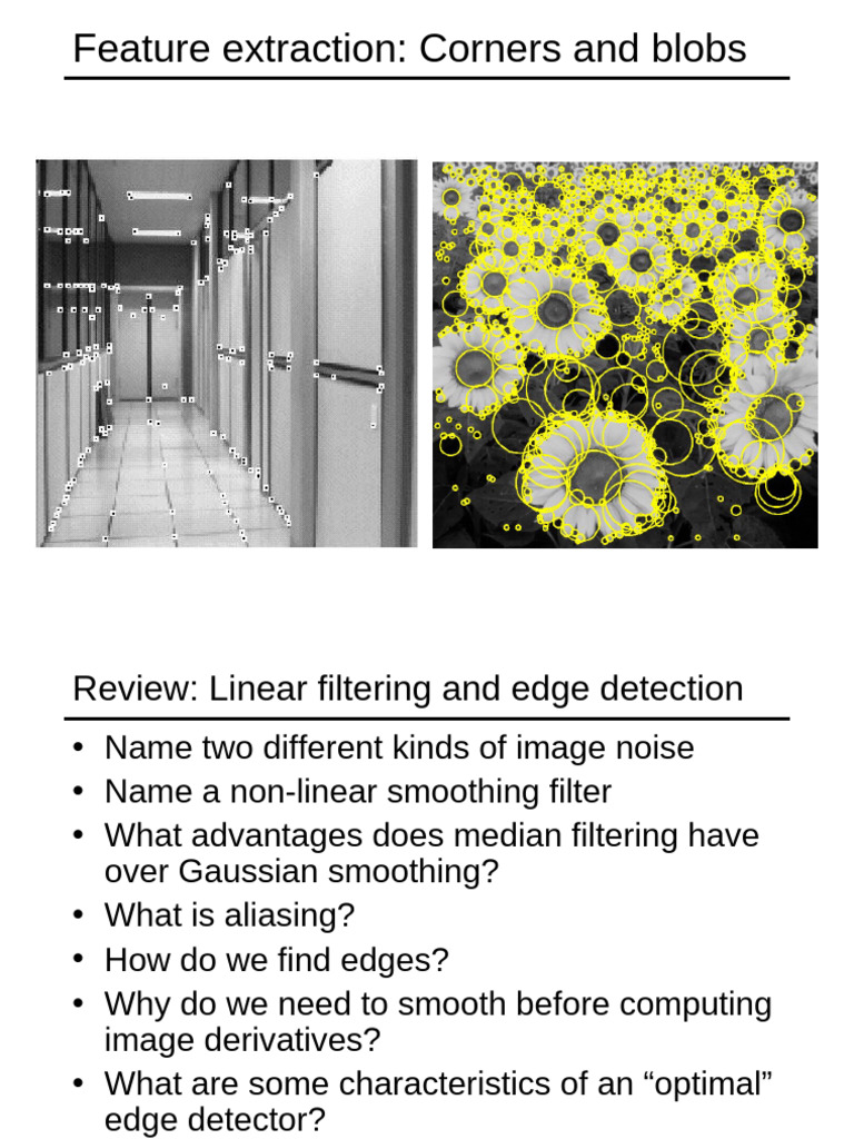 Feature Extraction: Corners and Blobs | PDF | Multidimensional Signal Processing | Signal Processing