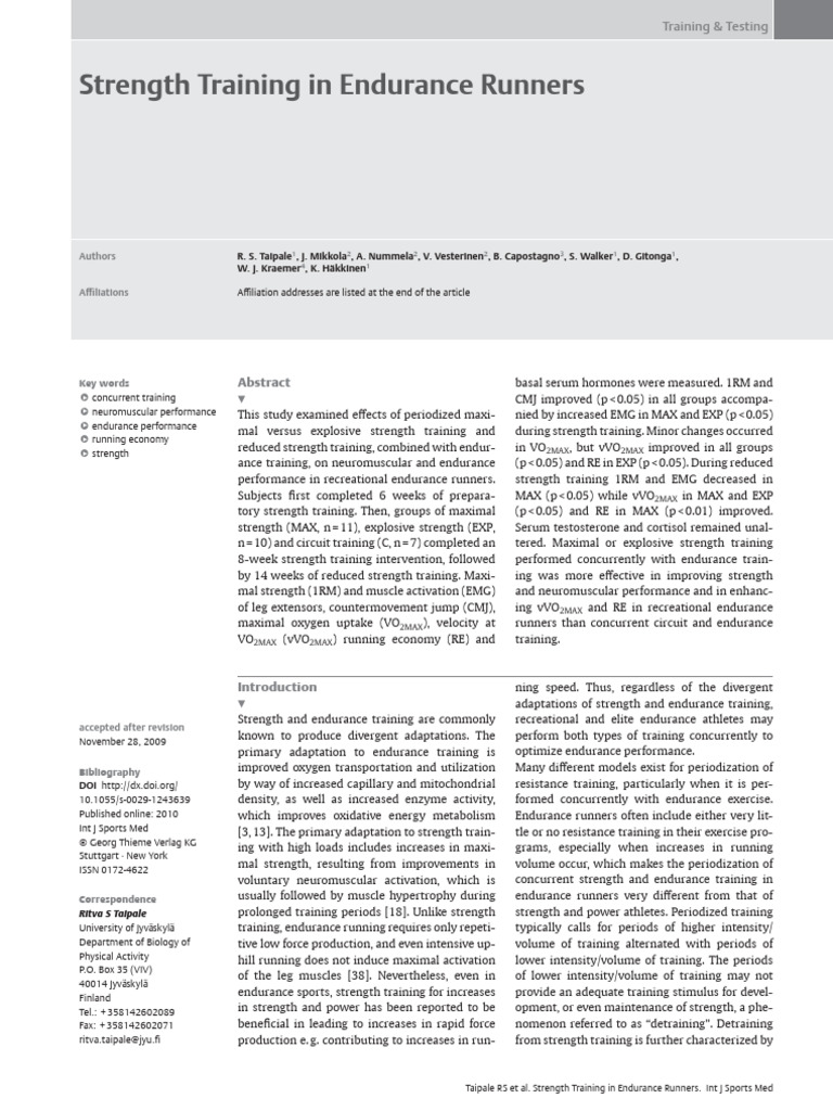 Strength Training for Endurance Runners | PDF | Science & Mathematics