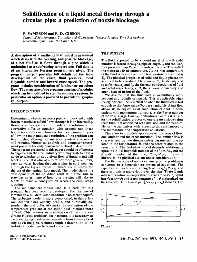 Solidification of A Liquid Metal Flowing Through A Circular Pipe | PDF ...