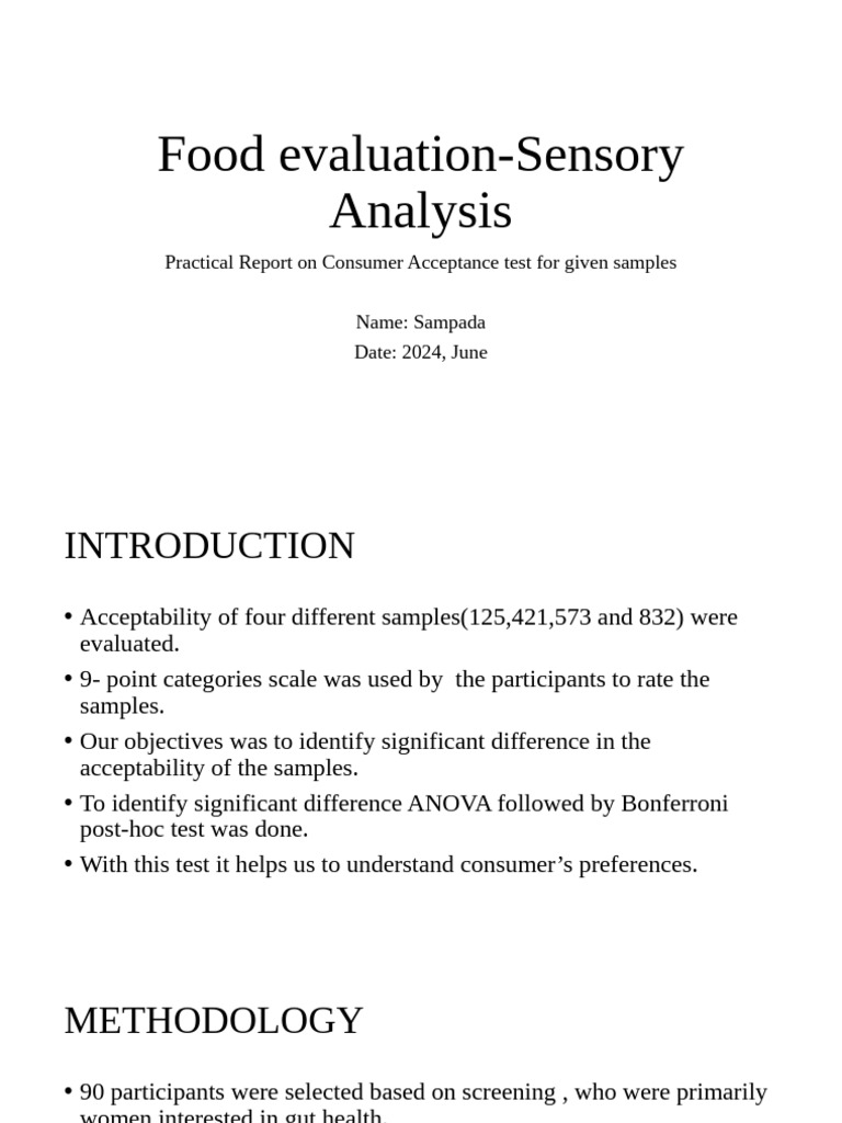 Food Evaluation-Sensory Analysis | PDF | Yogurt | Sampling (Statistics)