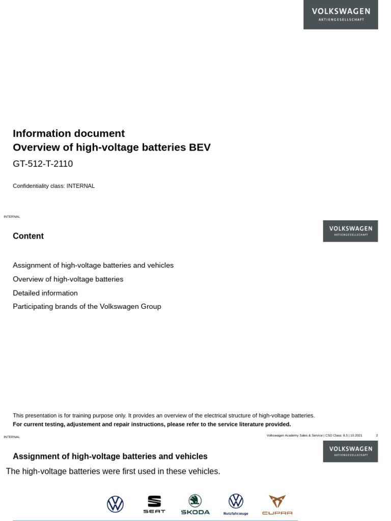 01 Overview High Voltage Batteries BEV en | PDF | Sensor | Electricity