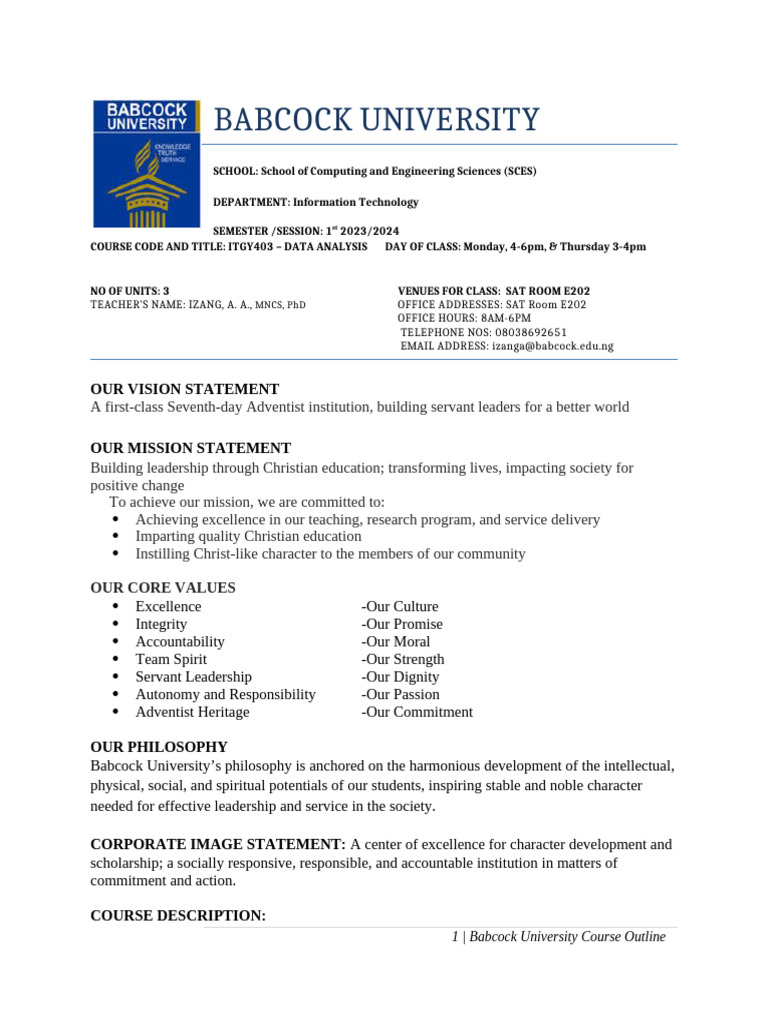 Itgy403 Course Outline 2023 - Bu Template | PDF | Statistics ...