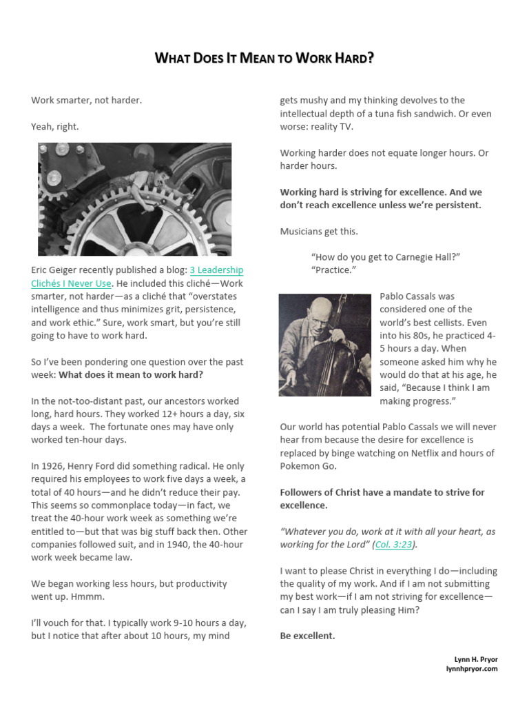 What Does It Mean To Work Hard | PDF