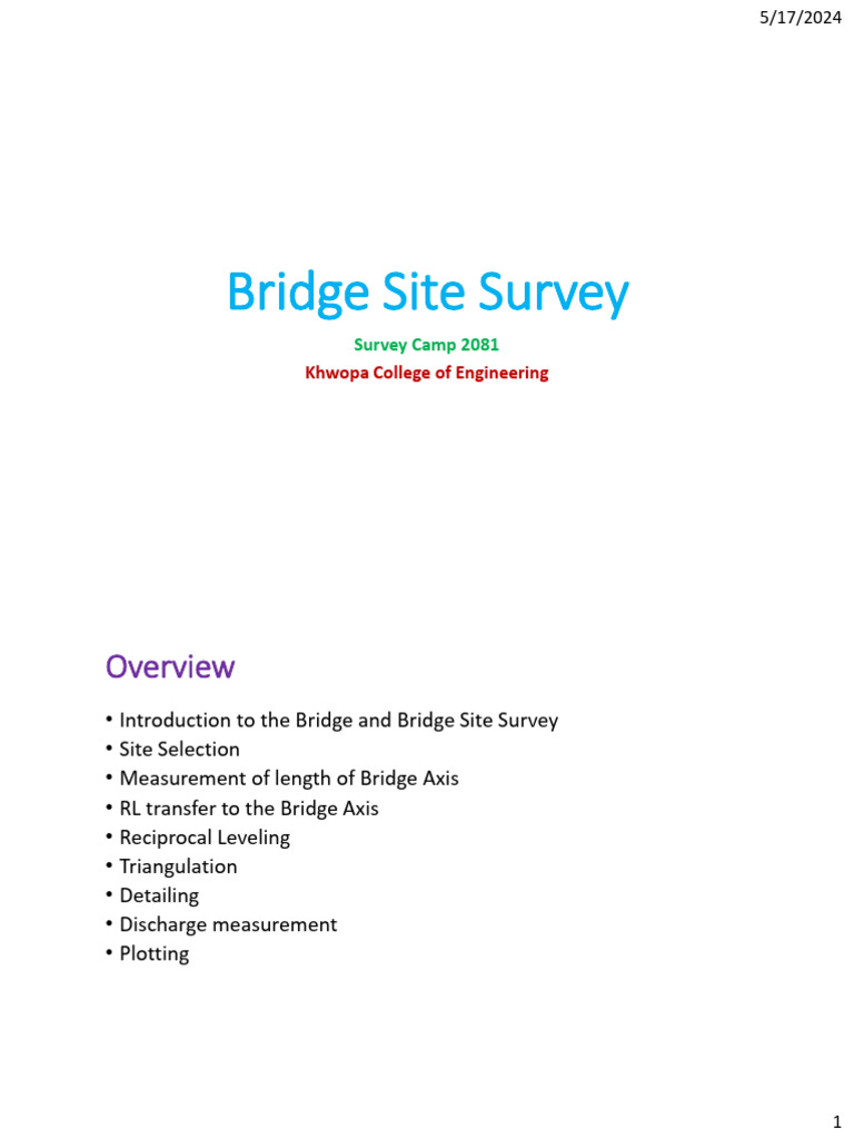 Bridge Site Survey | PDF | Surveying | Triangle