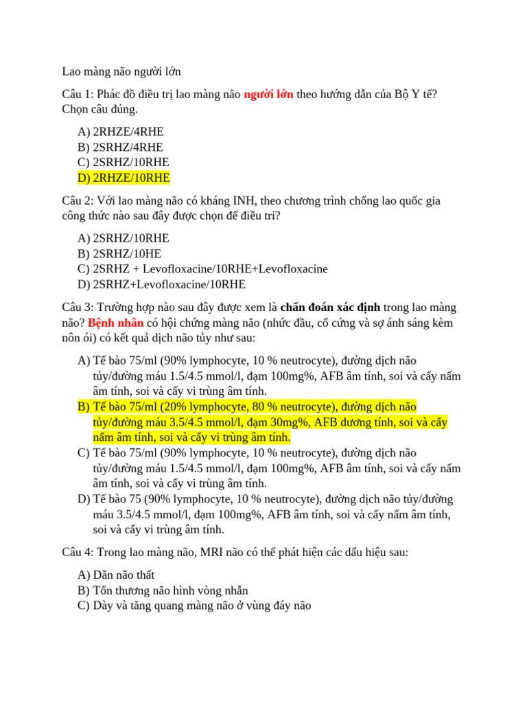 15-Cau-Hoi-Trac-Nghiem-Lao Màng Não | PDF