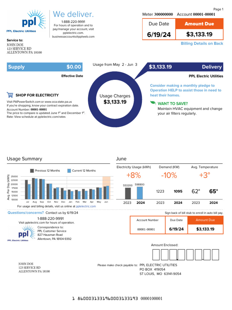 Two Bill Example | PDF | Power (Physics) | Electric Power