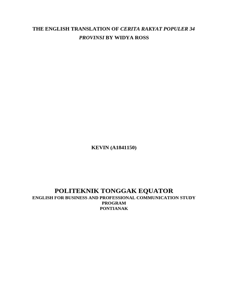 Translation Project KEVIN | PDF | Translations | Linguistics