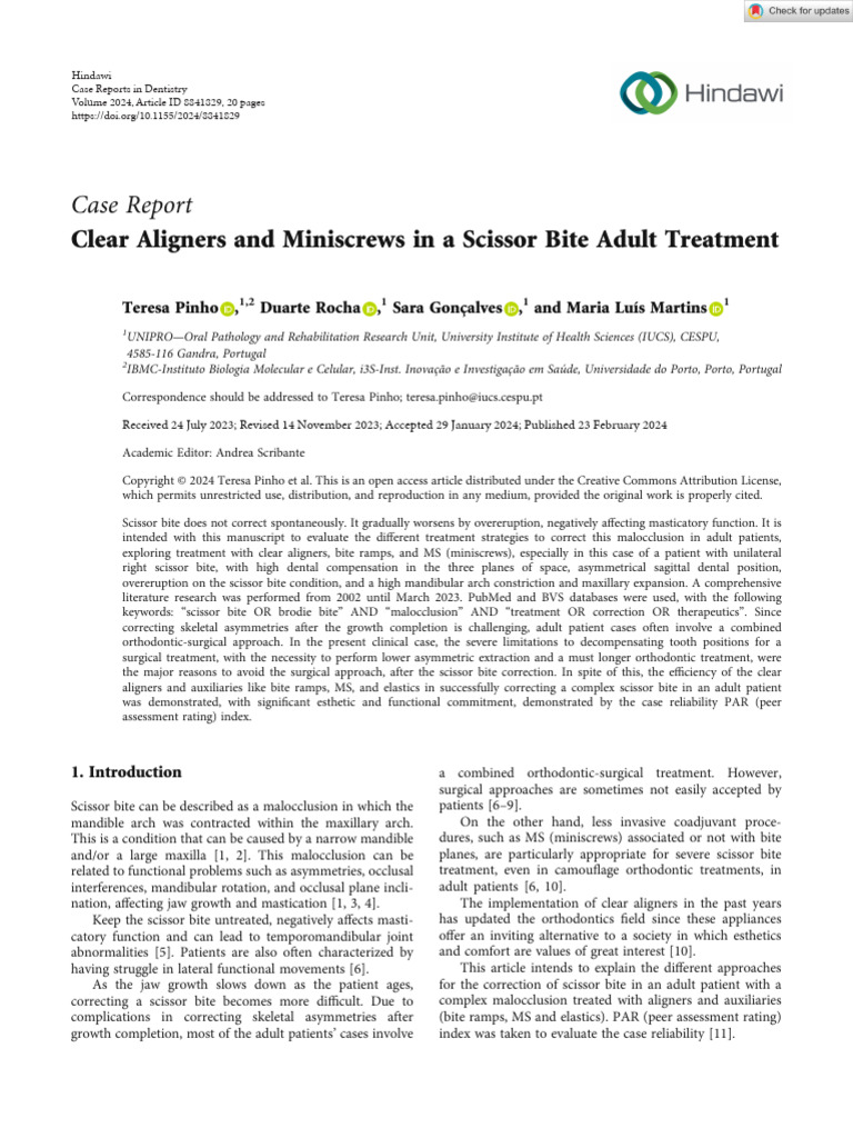 Case Reports in Dentistry - 2024 - Pinho - Clear Aligners and ...