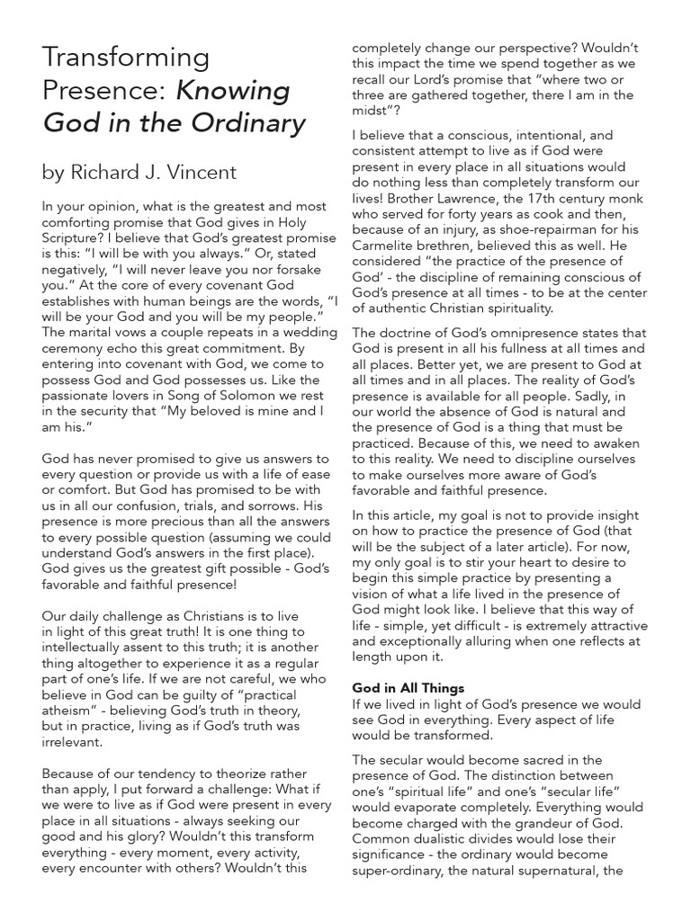 Transforming Presence | PDF | God | Glory (Religion)