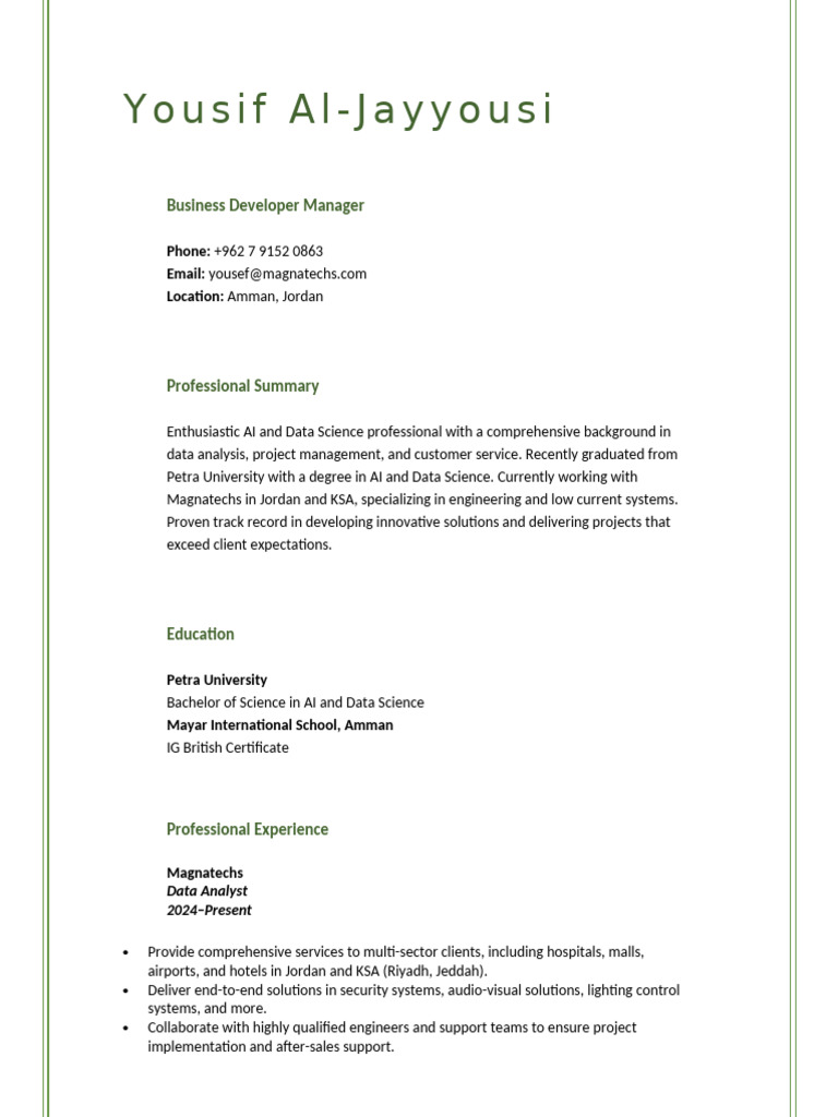 Yousif Al-Jayyousi: Business Developer Manager | PDF | Machine Learning | Deep Learning