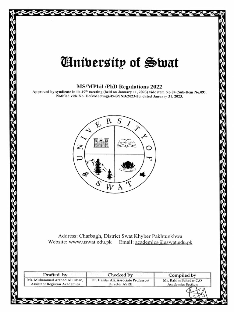 MPhil PHD Regulations 2022 Final Version | PDF