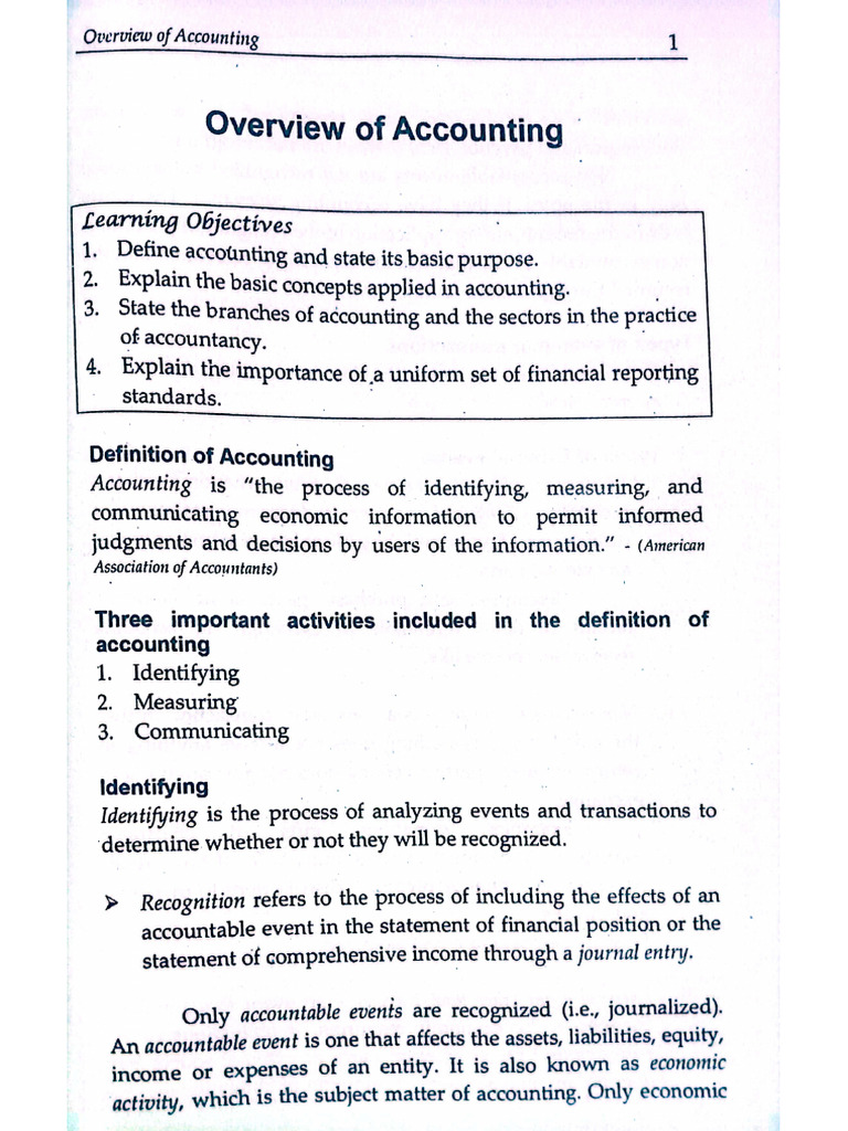 Chapter 1, Overview of Accounting | PDF