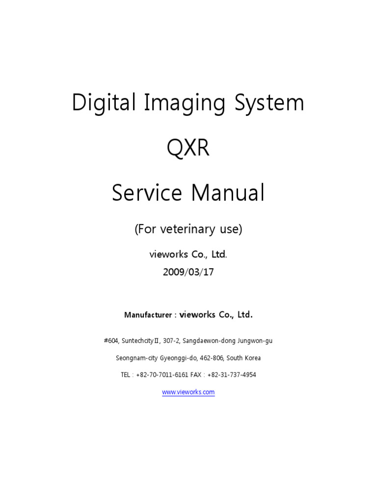 QXR Veterinary Imaging System Manual | PDF | Electromagnetic ...