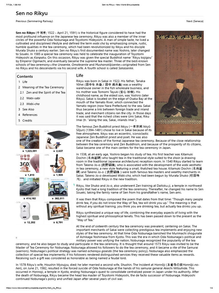 Sen No Rikyu - New World Encyclopedia | PDF