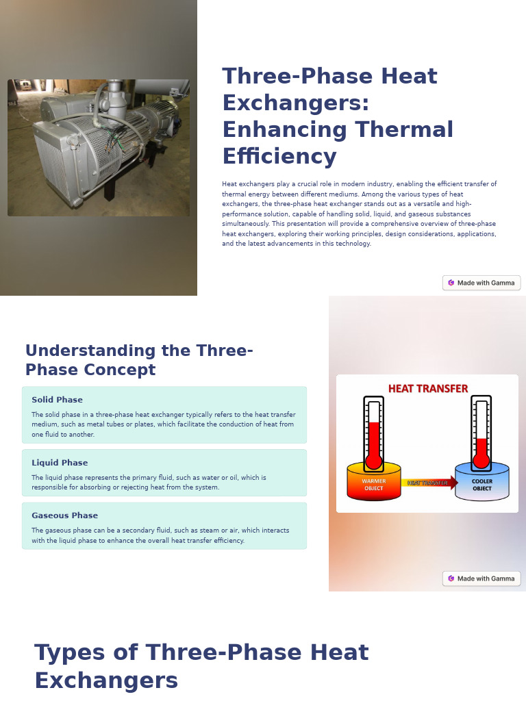 Three Phase Heat Exchangers Enhancing Thermal Efficiency | PDF | Heat Exchanger | Heat