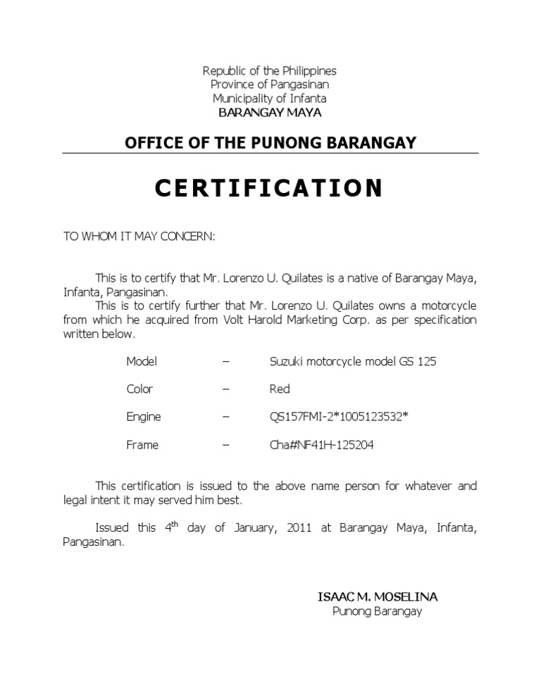 Motorcycle Certification | PDF