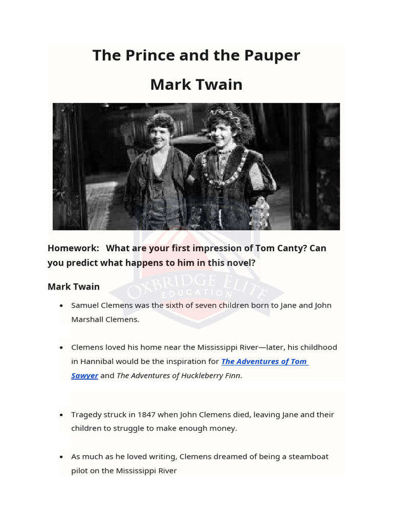 R17 The Prince and The Pauper Lesson and Homework 28 4 2024 | PDF ...