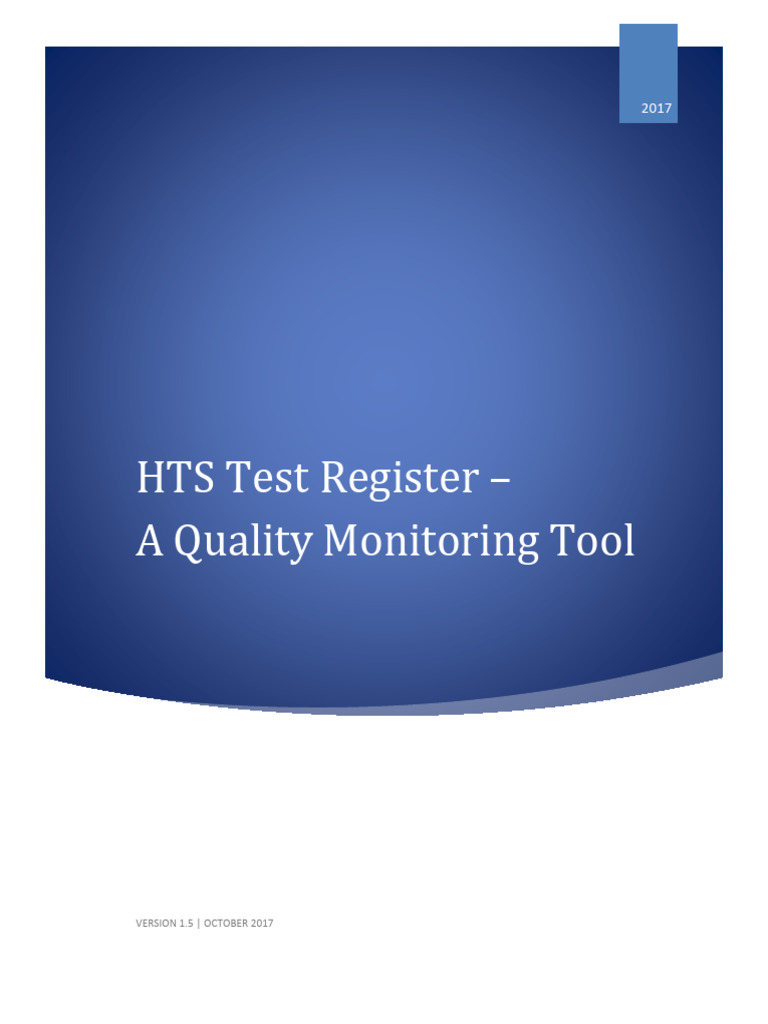 HTS Test Register Implementation - Guidance Document | PDF | Quality ...