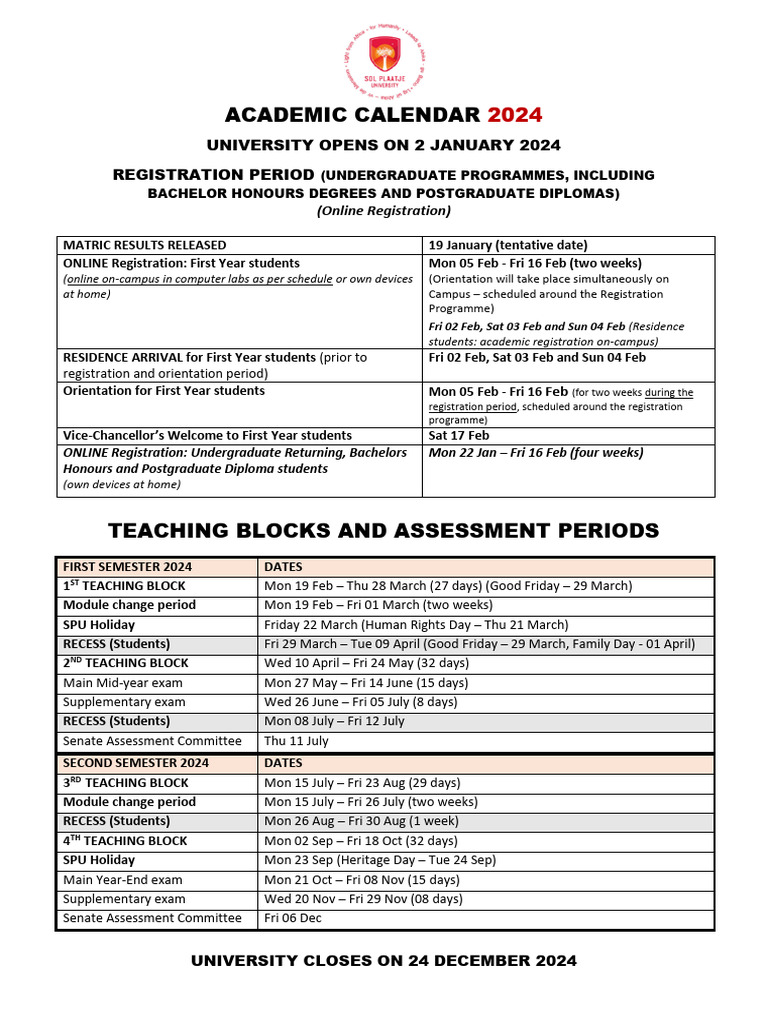 Final 2024 Academic Calendar | PDF | Academic Term | Academia