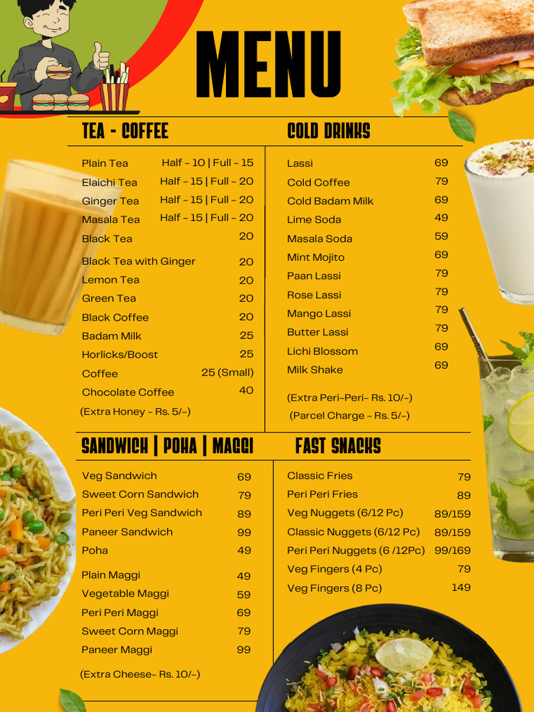 Yellow and Black Restaurant Food Menu | PDF