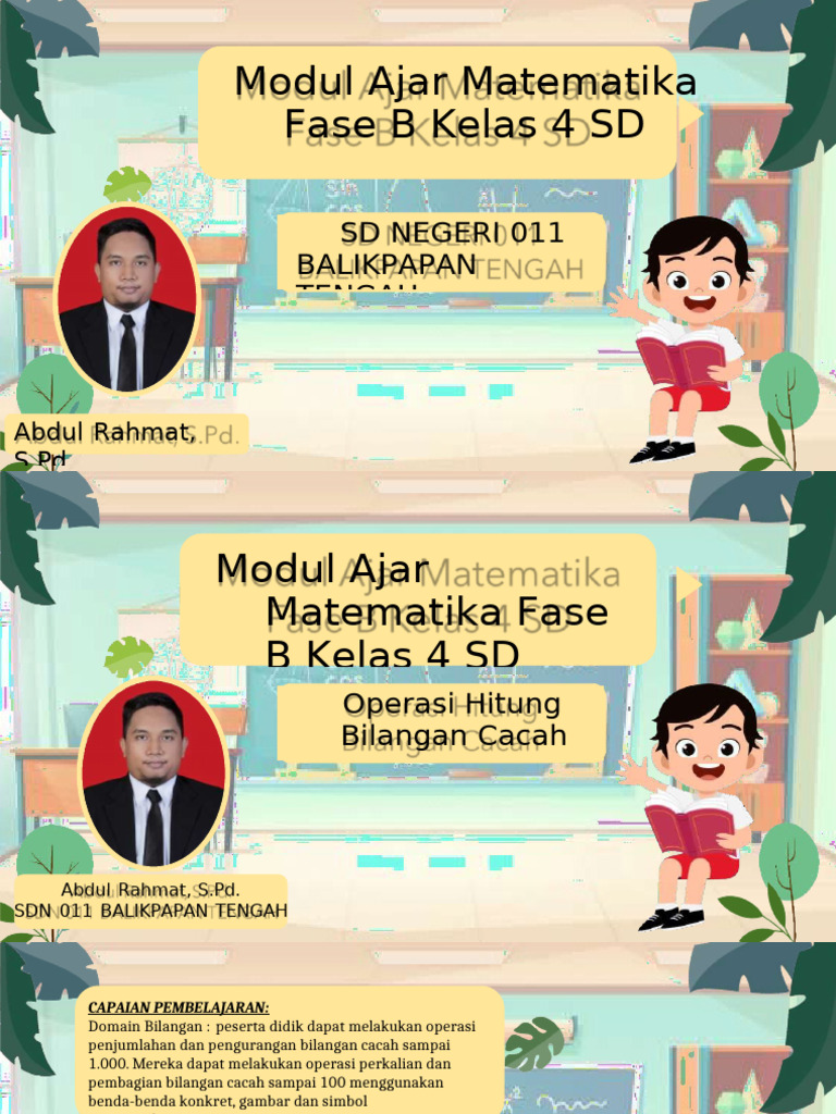 Modul Ajar Matematika - Operasi Hitung Bilangan Cacah - Fase B | PDF