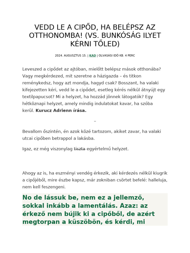 Vedd Le A Cipőd | PDF